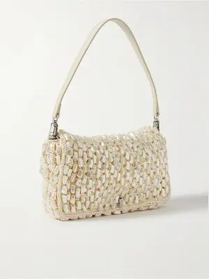 Staud Embellished Raffia Shoulder Bag - Neutrals