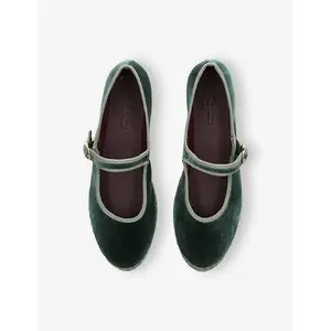 FLABELUS Velvet Mary Jane Flats - Teal