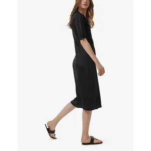 LEEM Woven Midi Dress With Ruffle Applique