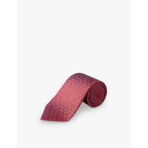 Eton Geometric-Pattern Silk Neck Tie Red