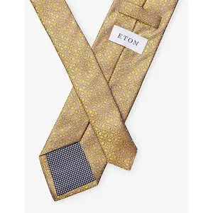 Eton Geometric-pattern Silk Neck Tie - Yellow