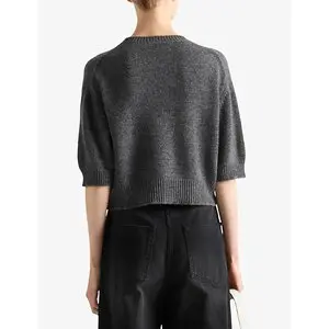 Prada Logo-intarsia Cashmere-wool Blend Jumper - Grey