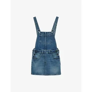 Miu Miu Gart-Dyed Gabardine Overall Mini-Dress - Iron Gray | Editorialist