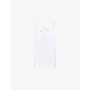 Prada Cotton-jersey Lace-up Tank Top - White