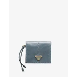 Prada Triangle-plaque Small Leather Wallet 1 Size Blue