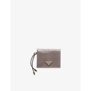Prada Triangle-plaque Small Leather Wallet - Grey