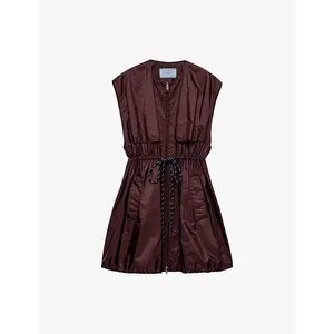 Prada Triangle-logo Re-nylon Mini Dress - Burgundy