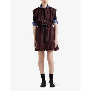 Prada Triangle-logo Re-nylon Mini Dress - Burgundy