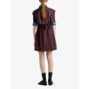 Prada Triangle-logo Re-nylon Mini Dress - Burgundy