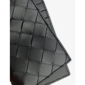 Bottega Veneta Intrecciato Bifold Leather Wallet - Black-silver