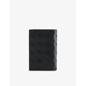 Bottega Veneta Intrecciato Bifold Leather Wallet - Black-silver