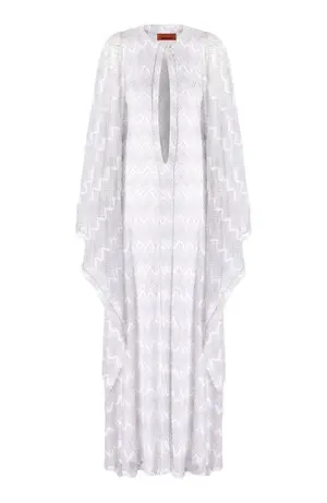 Missoni Long Cover-up Caftan In Zigzag Lamé Viscose