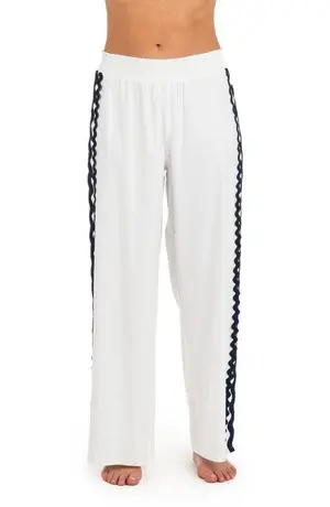 La Blanca Poolside Linen Blend Cover-up Pants - White