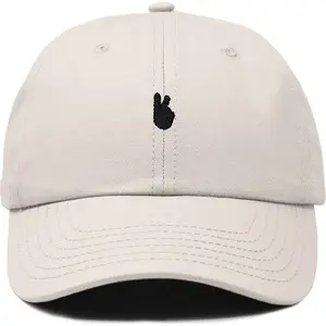 DALIX Peace Sign Baseball Cap - Beige