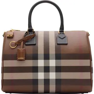 Burberry Medium Check Bowling Bag - Dark Birch Brown