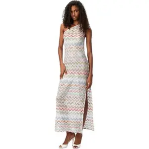 Missoni Long One-shoulder Dress With 3d Zig Zag Lam - Multicoloured