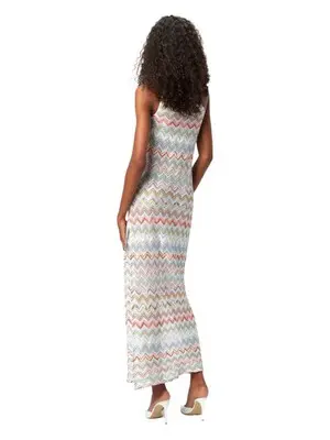 Missoni Long One-shoulder Dress With 3d Zig Zag Lam