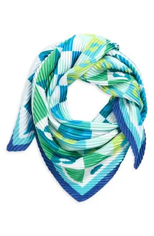 Echo Mosaic Geo Pleated Diamond Scarf - Aqua