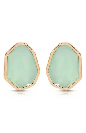 Ettika Seastone Stud Earrings - Seafoam With Gold