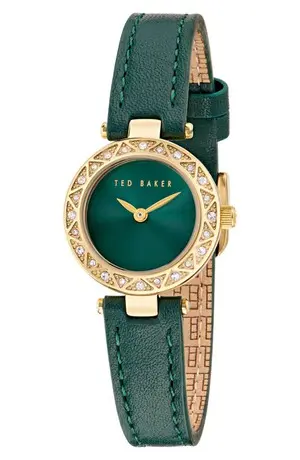 Ted Baker London Leather Strap Watch - Green