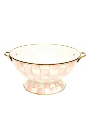 MACKENZIE-CHILDS Rosy Check Enameled Steel Everything Bowl - Pink/ White