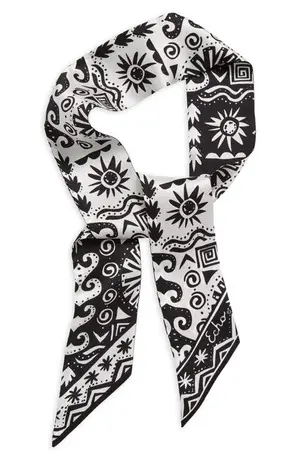 Echo Sun & Surf Reversible Silk Skinny Scarf - Black