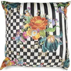 MACKENZIE-CHILDS Courtly Flower Market Accent Pillow - White Multi
