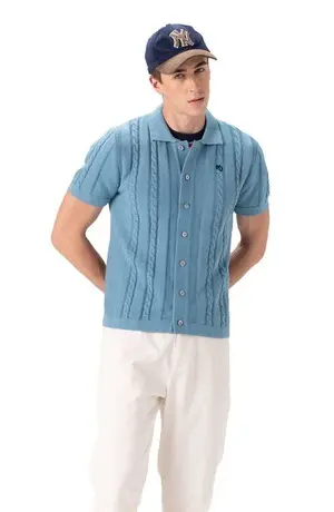 MEMBERS ONLY Jc Polo Cable-knit Cardigan - Slate