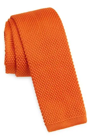 CLIFTON WILSON Knit Silk Neck Tie - Orange
