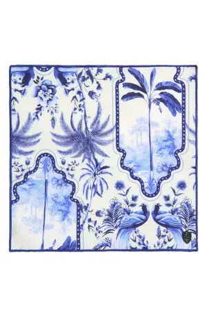 CLIFTON WILSON White Palms Linen Pocket Square