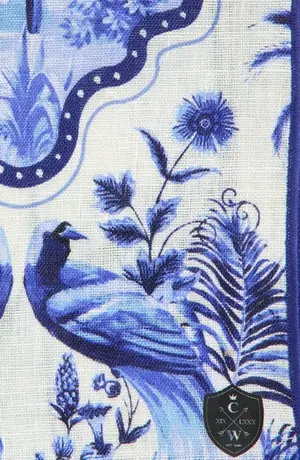 CLIFTON WILSON White Palms Linen Pocket Square