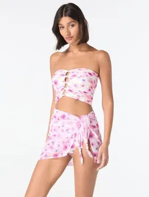 Carmen Marc Valvo Shirred Bandeau Bikini Top