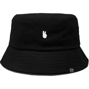 DALIX Peace Sign Cotton Bucket Hat - Black