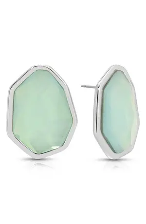 Ettika Seastone Stud Earrings - Seafoam With Silver