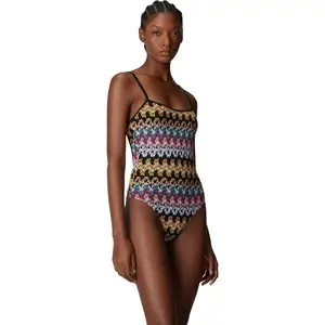Missoni Lame Viscose Lace One-piece Swimsuit - Black Multi