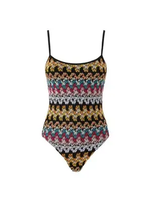 Missoni Lame Viscose Lace One-piece Swimsuit - Black Multi