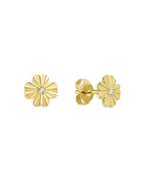 Gigi Clozeau 18k Yellow Diamond Clover Stud Earrings - Gold