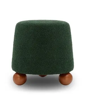 TOV FURNITURE Jaine Boucle Ottoman - Forest Green