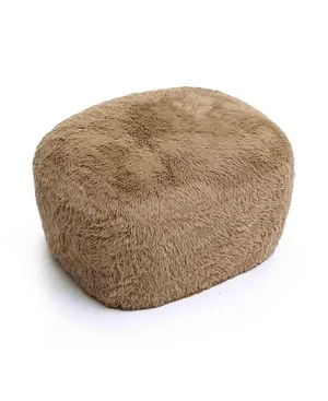 TOV FURNITURE Britt Shearling Ottoman - Taupe