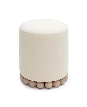 TOV FURNITURE Dex Upcycled Fabric Ottoman - Cream
