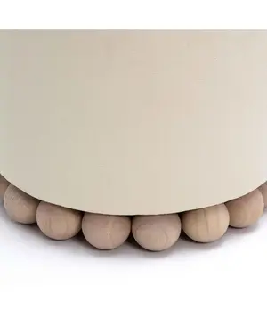 TOV FURNITURE Dex Upcycled Fabric Ottoman - Cream