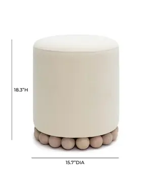 TOV FURNITURE Dex Upcycled Fabric Ottoman - Cream