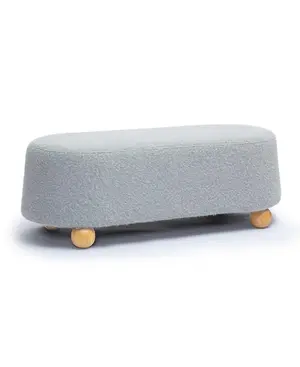 TOV FURNITURE Jaine Loose Faux Mohair Large Ottoman - Grey