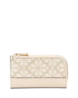 Kate Spade New York Devin Spade Flower Jacquard Small Slim Bifold Wallet - Natural Multi