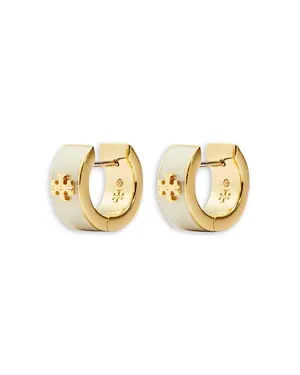 Tory Burch Kira Double T Huggie Hoop Earrings - Light Pink/gold