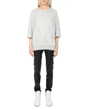 Zadig&Voltaire Edmond Distressed Sweatshirt - Gris Chine Clin