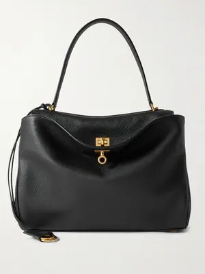 Balenciaga Rodeo Medium Textured-leather Shoulder Bag - Black