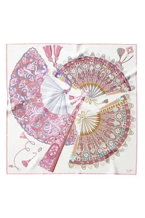 ELIZABETTA Venetian Fan Silk Bandana Pink