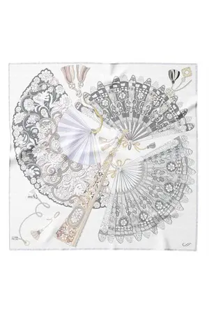 ELIZABETTA Venetian Fan Silk Bandana Silver