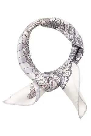 ELIZABETTA Venetian Fan Silk Bandana - Silver